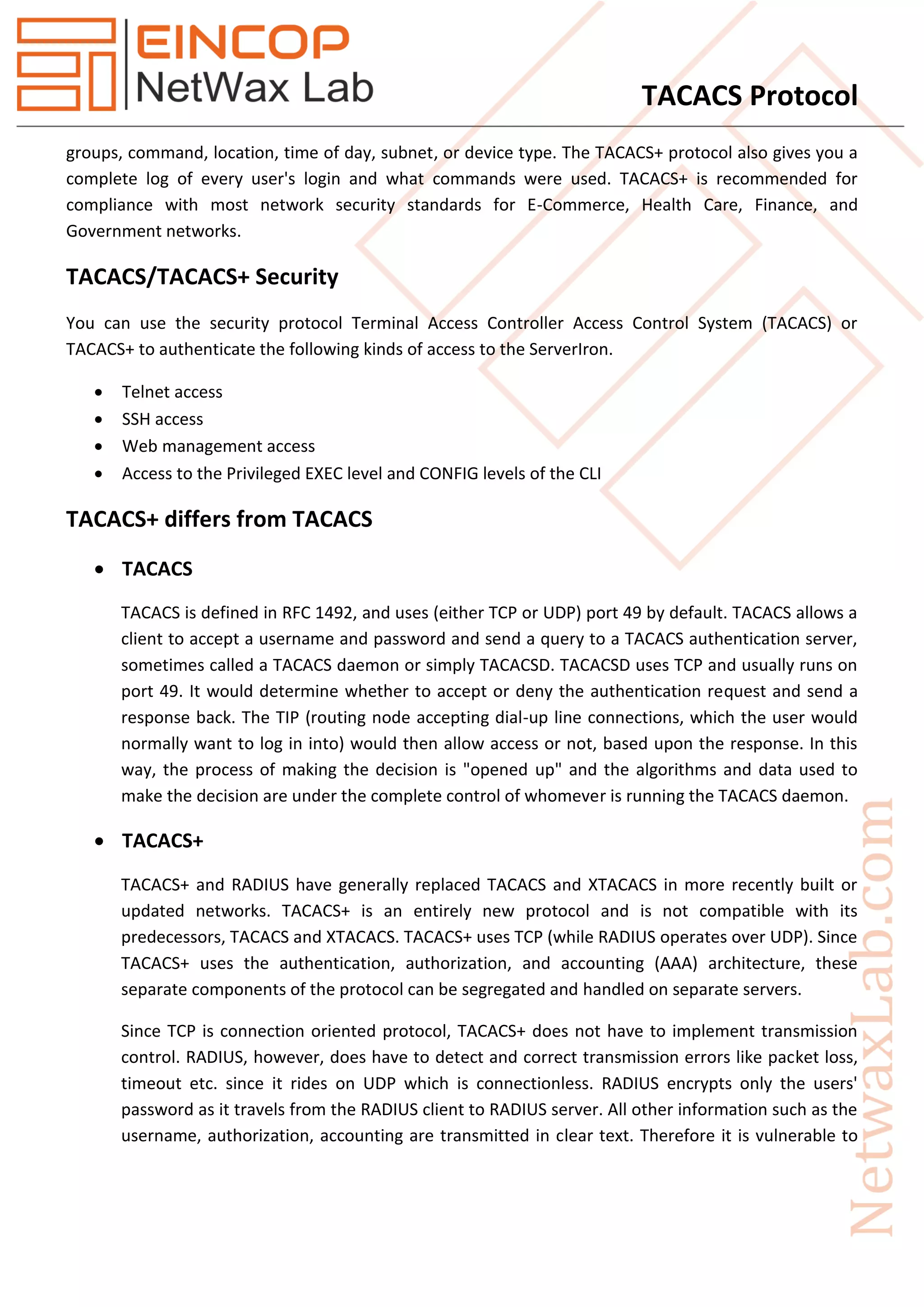 TACACS Protocol | PDF | Computer Networking | Computing