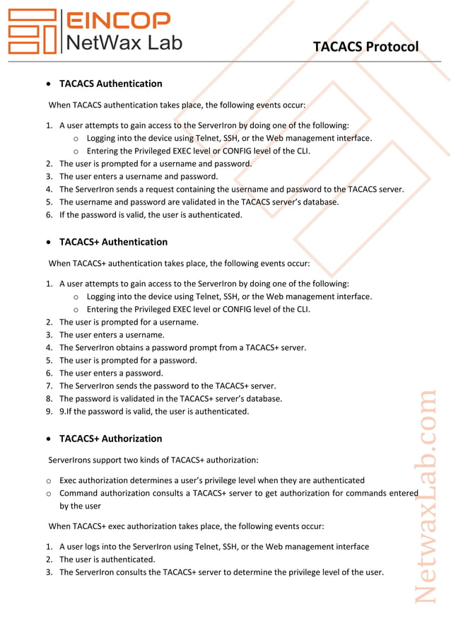 Tacacs Protocol Pdf Computer Networking Computing