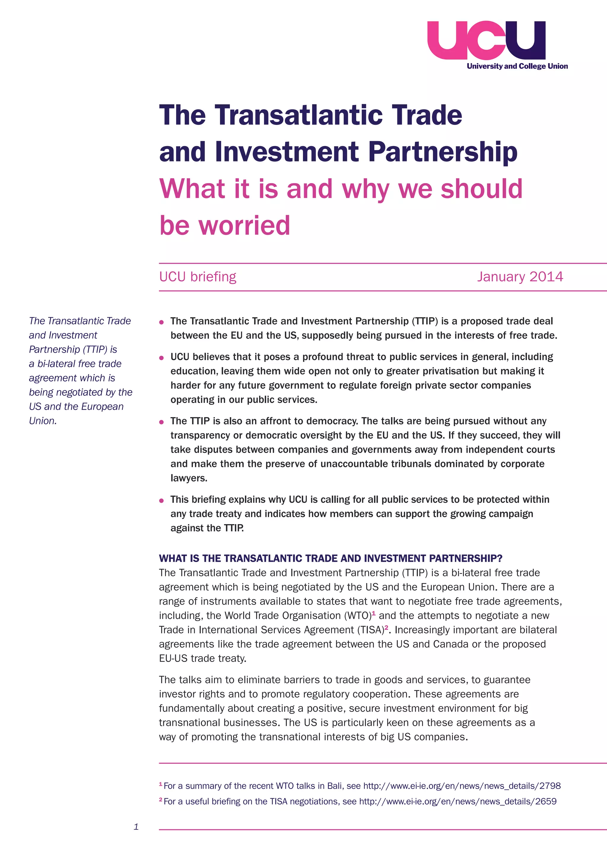 The Transatlantic Trade and Investment Partnership | PDF