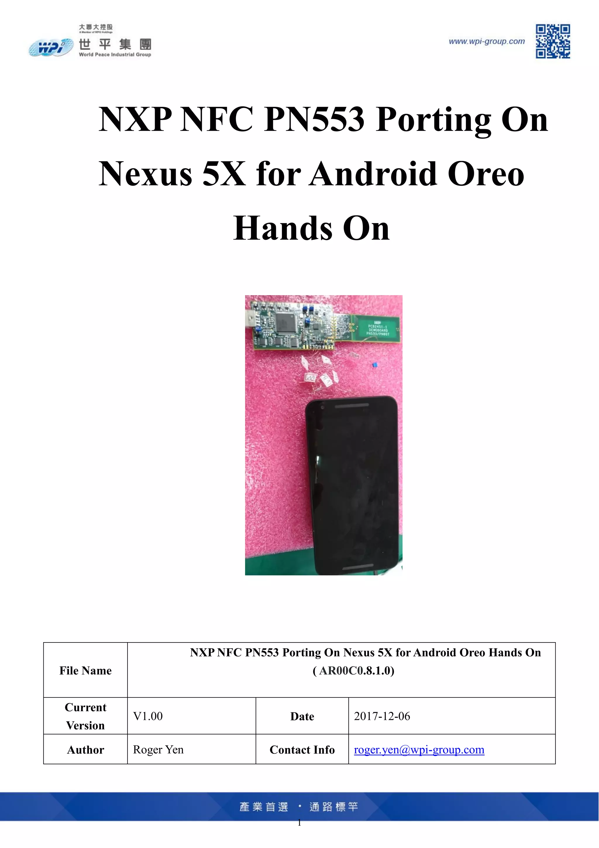 Nxp nfc pn553 porting on nexus 5 x for android oreo hands on ( ar00c0.8.1.0) | PDF | Operating ...