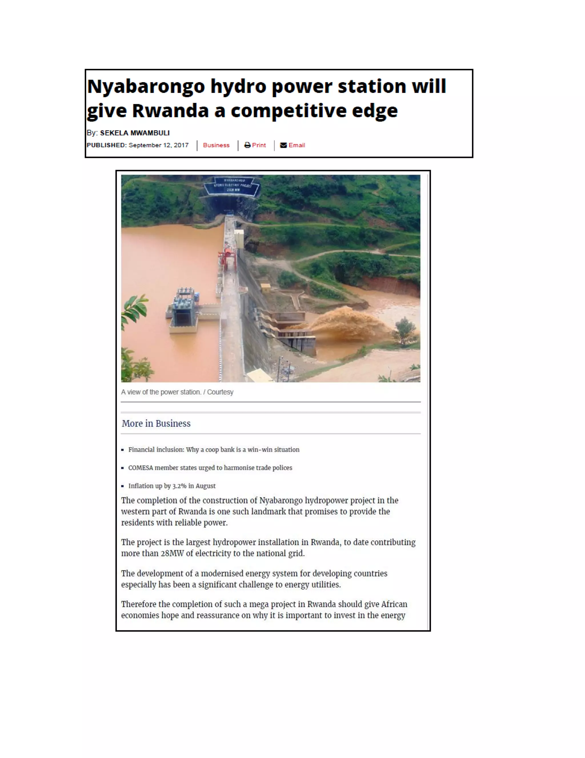 ANGELIQUE INTERNATIONAL LIMITED - NYABARONGO HYDRO POWER PROJECT ...