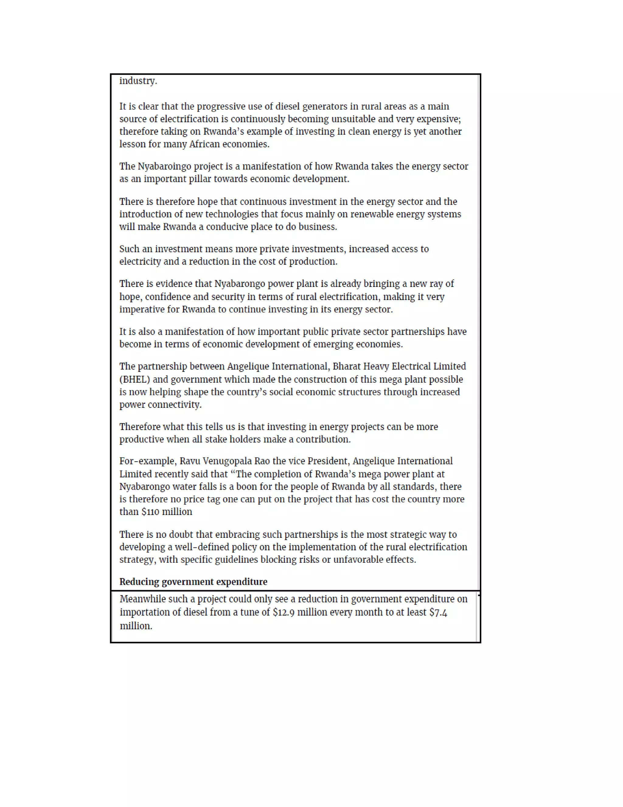 ANGELIQUE INTERNATIONAL LIMITED - NYABARONGO HYDRO POWER PROJECT ...