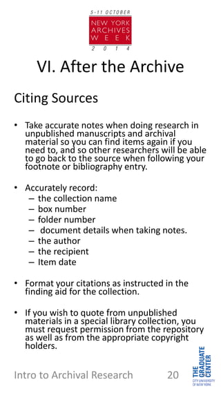 Ny archives week- Into to Archival Research | PDF