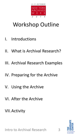 Ny archives week- Into to Archival Research | PDF