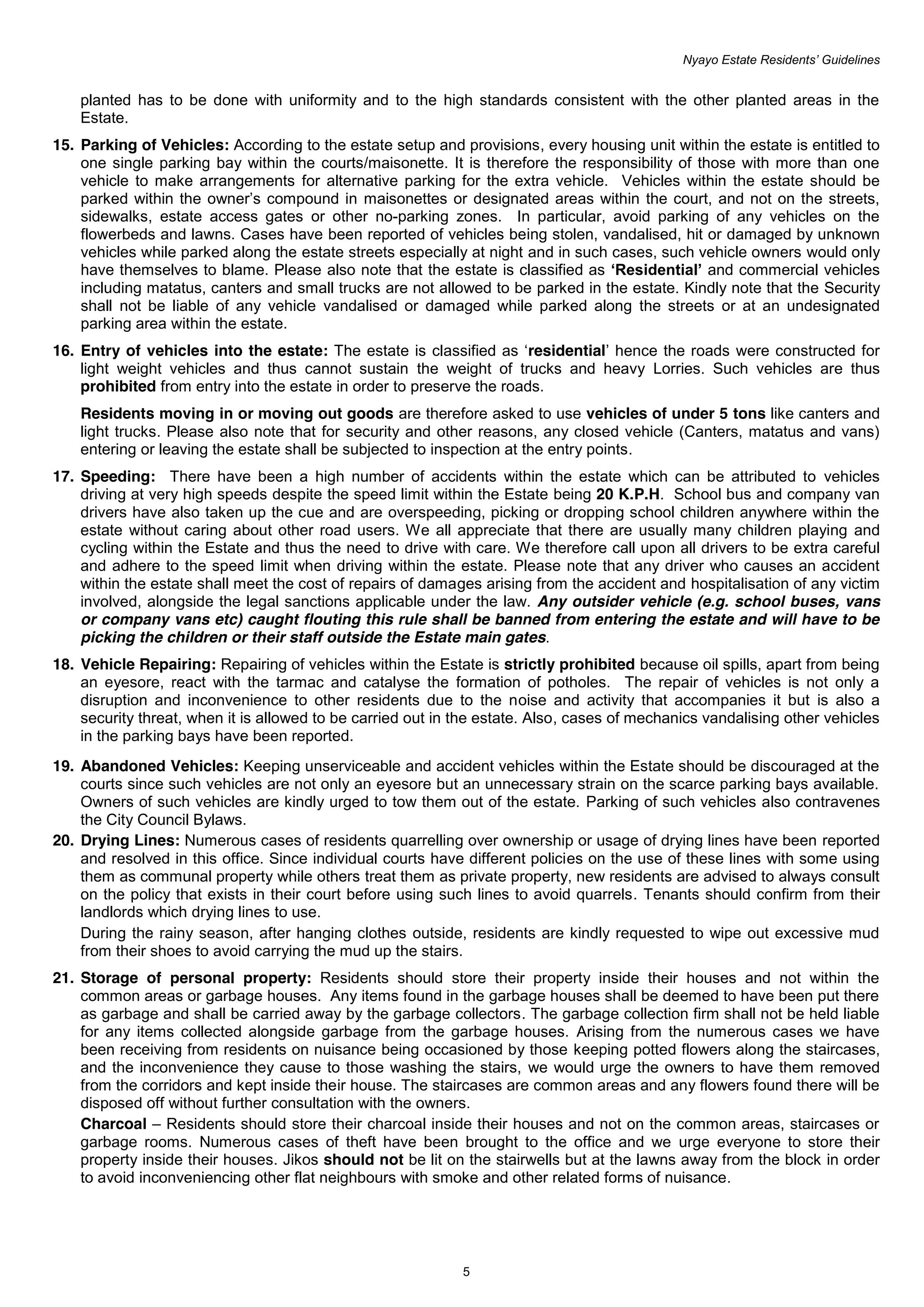 Nyayo Estate Embakasi Residents' Guidelines 2014 | PDF