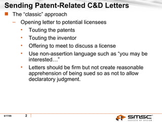Sending & Receiving Patent-Related Cease & Desist Letters | PPT