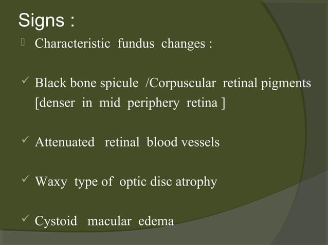 Nyctalopia & retinitis pigmentosa | PPT