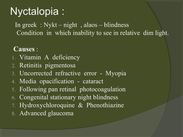 Nyctalopia & retinitis pigmentosa | PPT