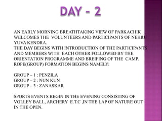 NEHRU YUVA KENDRA, ADVENTURE CAMP, KARGIL, 2014. | PPTX