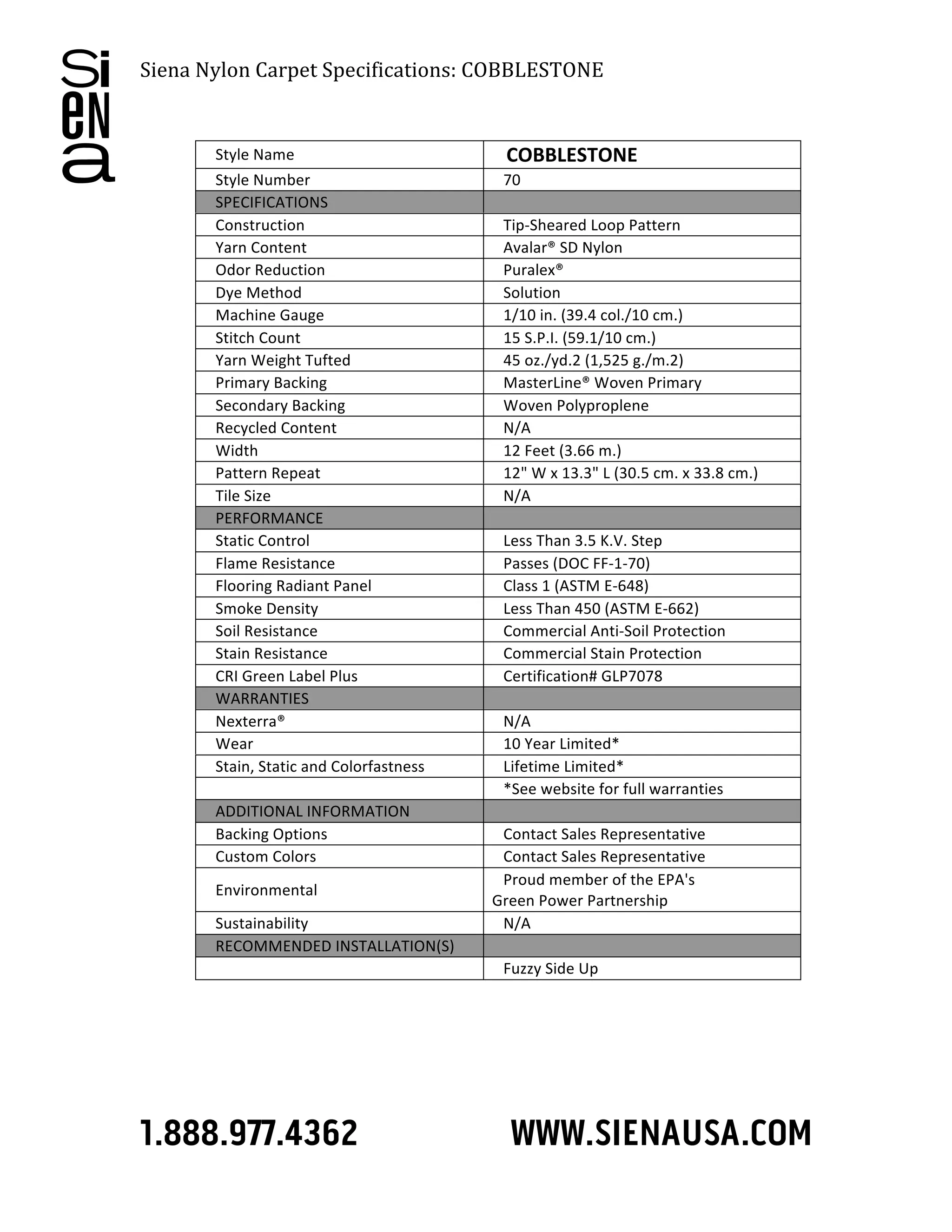 Nylon Carpet Specifications | PDF
