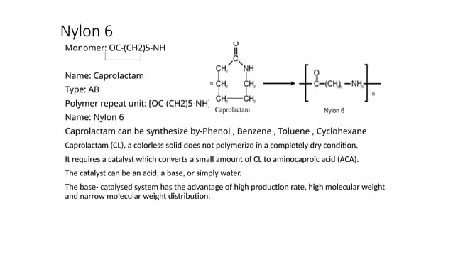 NYLON ppt manufacturing process of nylon | PPTX