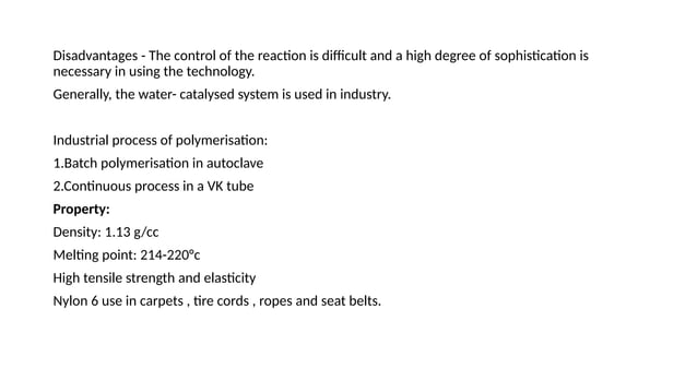 NYLON ppt manufacturing process of nylon | PPTX