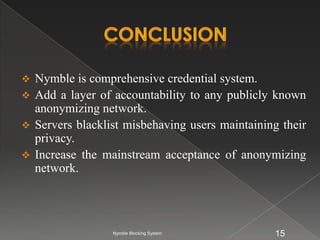 Nymble: Blocking System | PPT