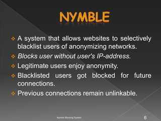 Nymble: Blocking System | PPTX