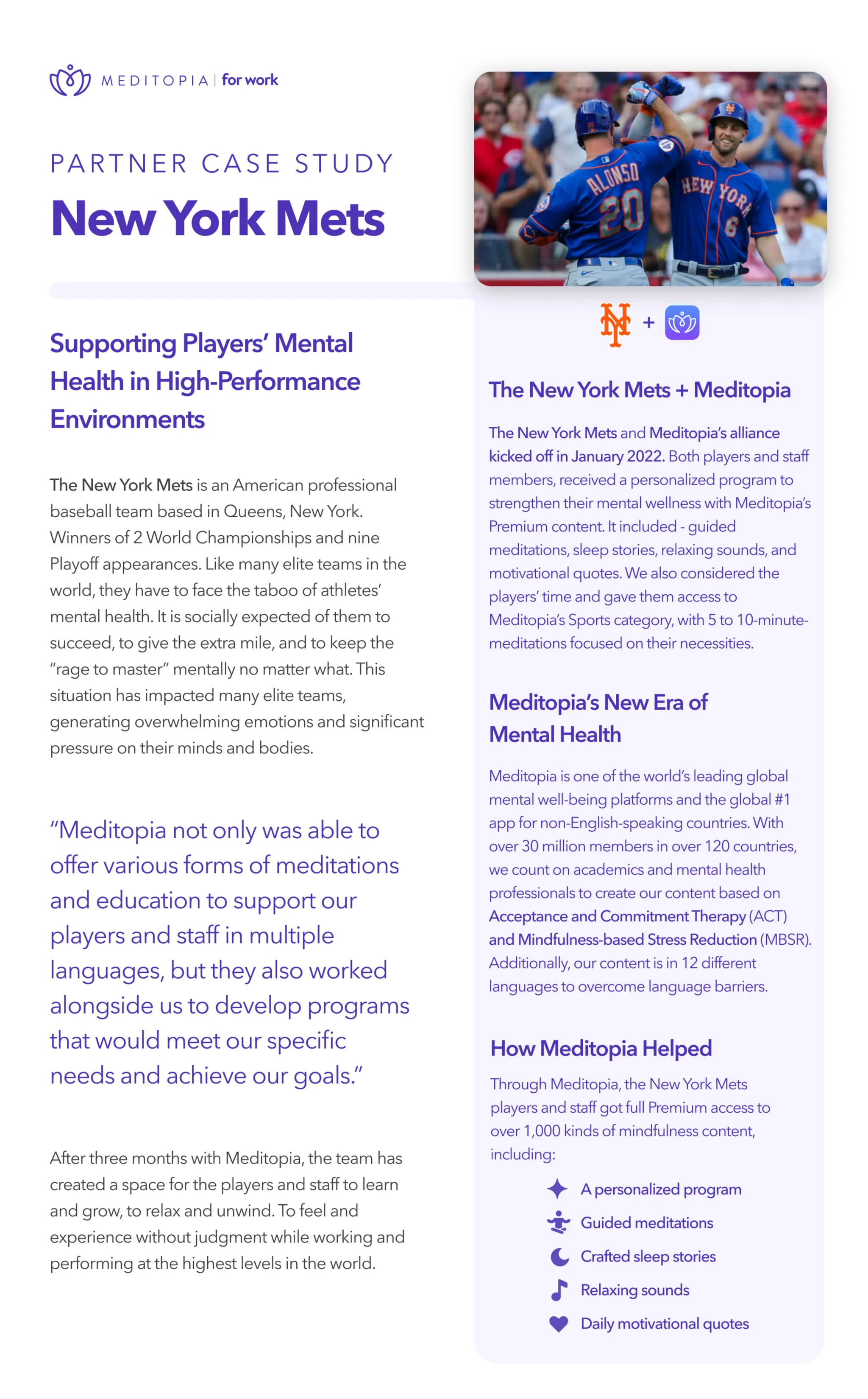 Meditopia x NY Mets Case Study: Supporting Players' Mental Health in ...