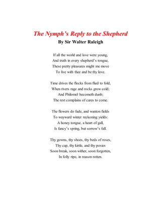 Nymph's Reply to the Sheperd | PDF