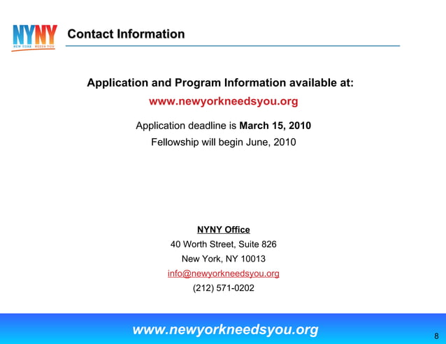 NYNY Applicant Presentation | PPT | Education