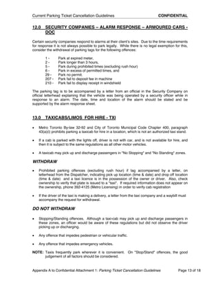 City of Toronto Parking Ticket Confidential (Cancellation) Guidelines | PDF