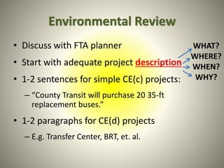 Planning Requirements for FTA Grants - Darin Allan, Community Planner ...