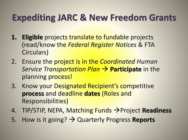 Planning Requirements for FTA Grants - Darin Allan, Community Planner ...