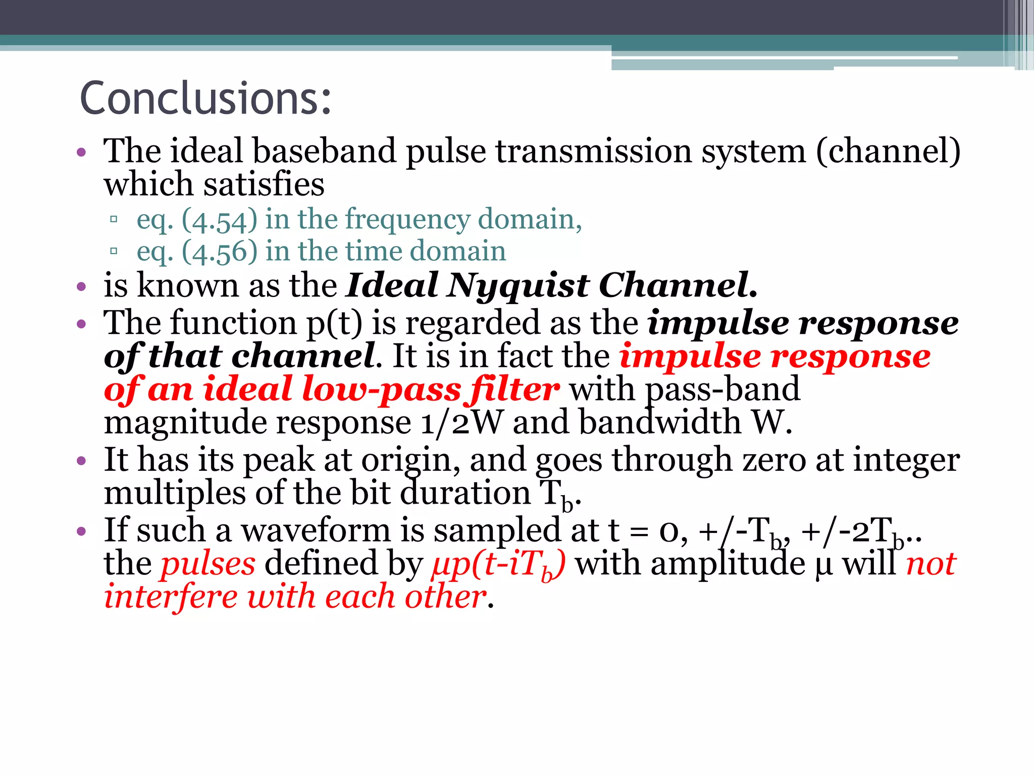 Nyquist criterion for distortion less baseband binary channel | PPTX