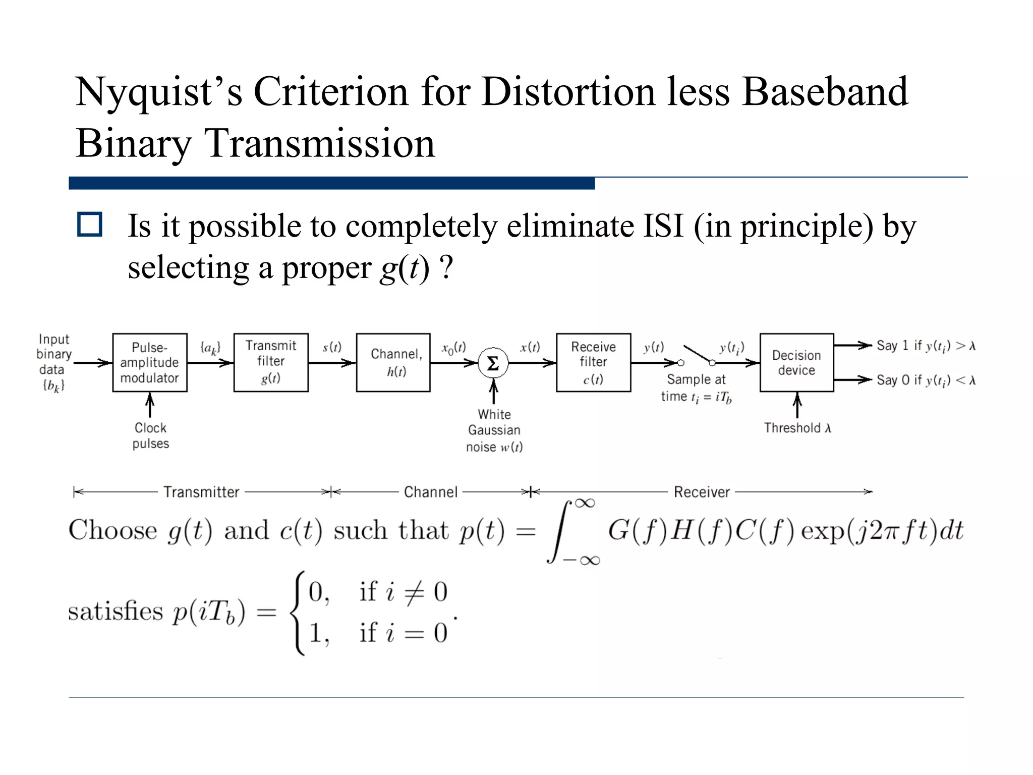 Nyquist criterion for zero ISI | PDF