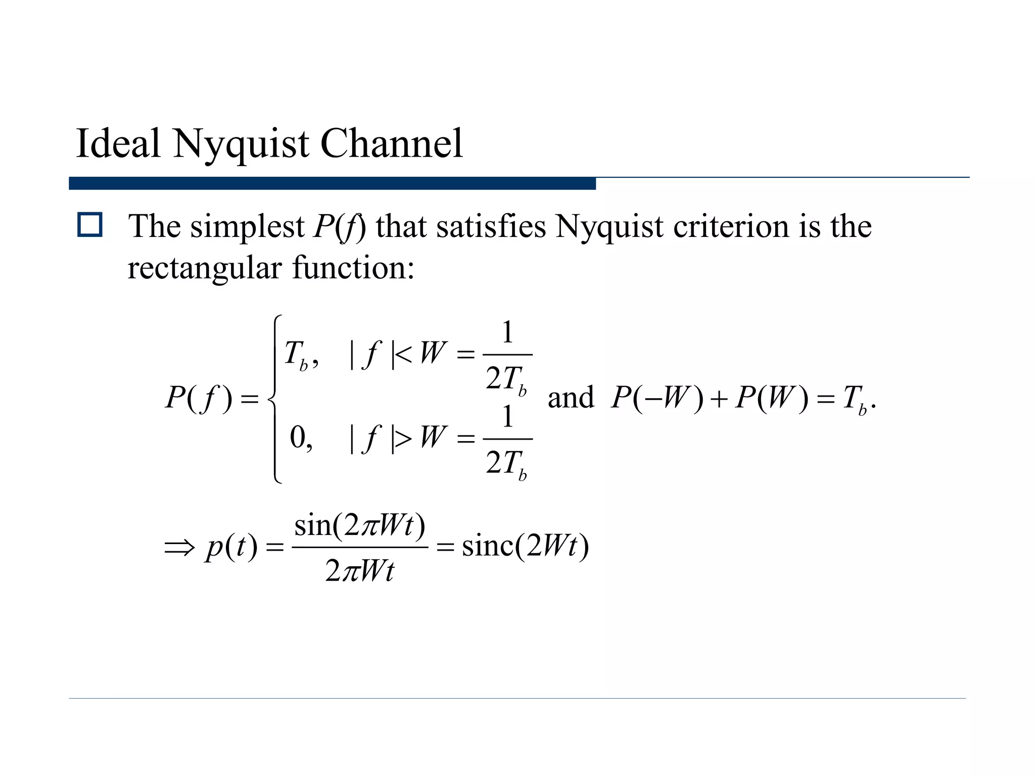 Nyquist criterion for zero ISI | PDF