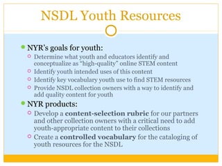 Youth-Centered Design and the NSDL | PPT | Secondary Education | Education