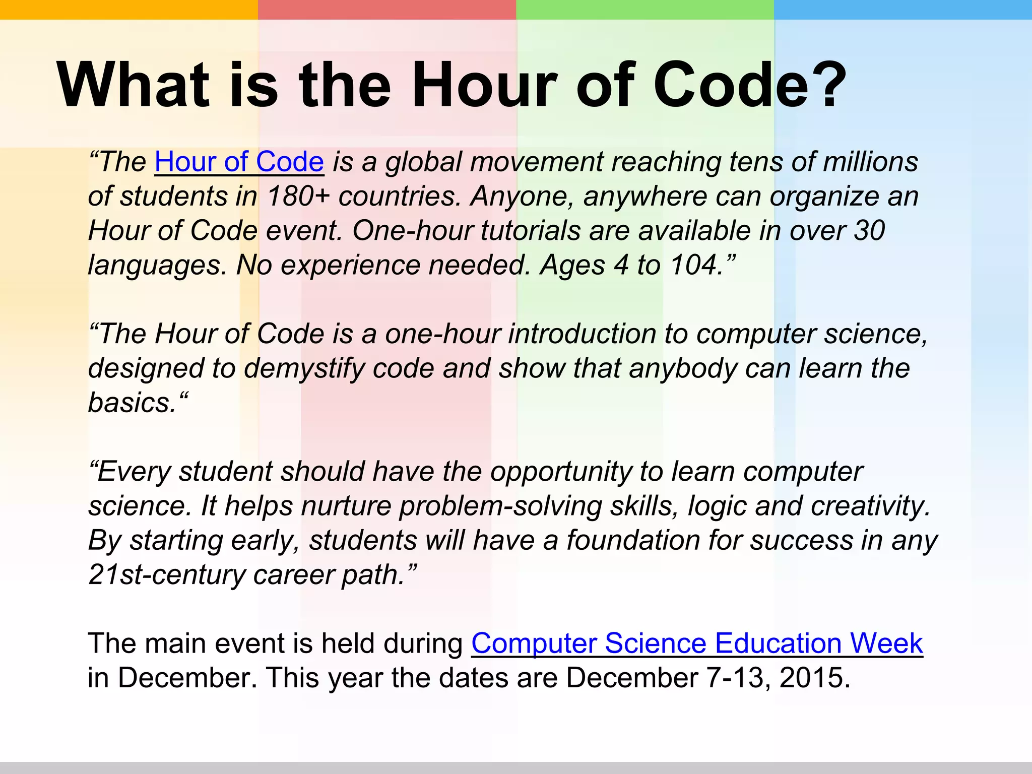 NYSCATE HV 2015 Scratch Hour of Code | PPTX