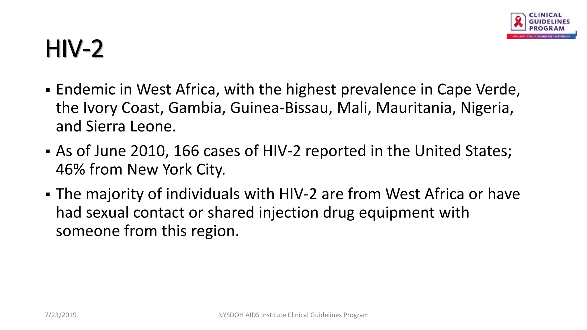 NYSDOH AI Diagnosis and Management of HIV-2 in Adults | PPTX