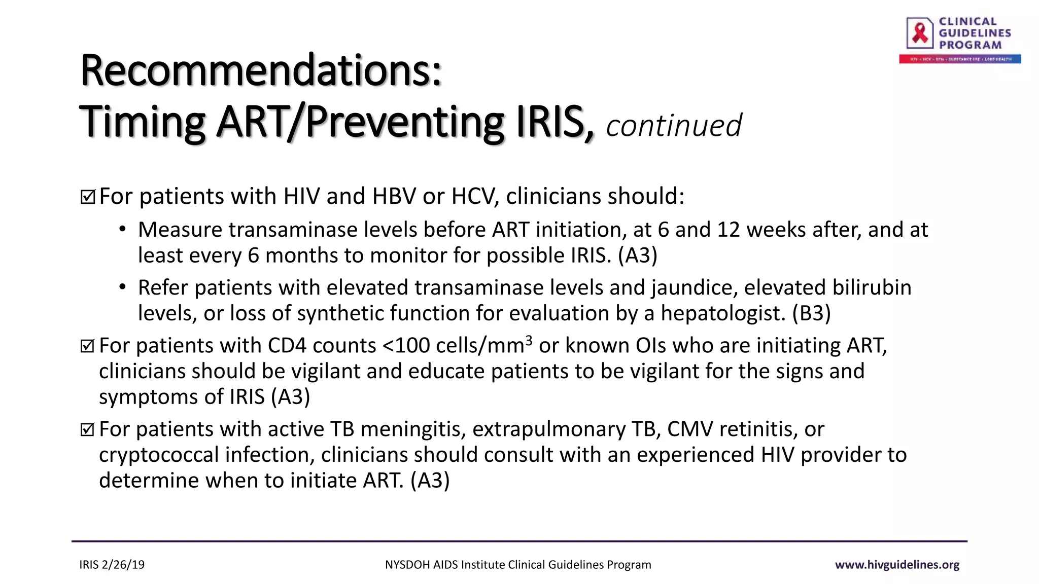 NYSDOH AI Management of Immune Reconstitution Inflammatory Syndrome ...