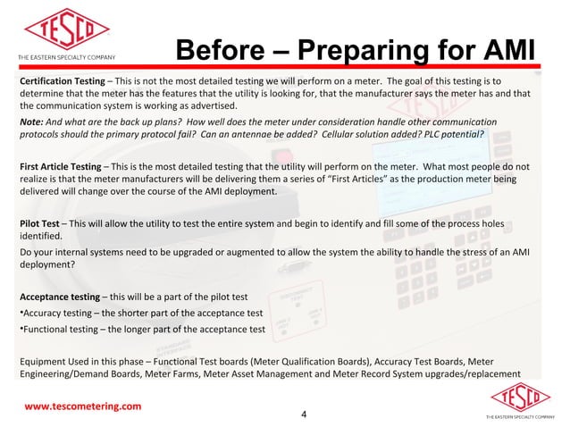 Meter Testing and AMI Deployment - Before, During and After | PPT
