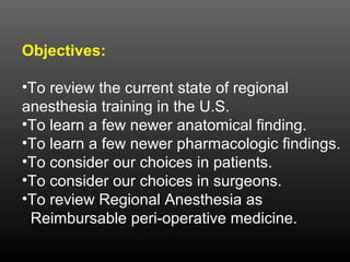 Setting up a Regional Anesthesia Program | PPT