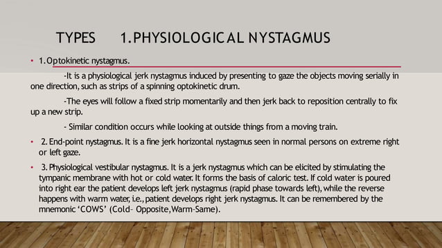 NYSTAGMUS.pptx | Eye and Vision Conditions | Diseases and Conditions