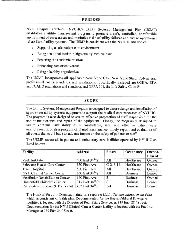 Nyu hospital utilities management plan | PDF