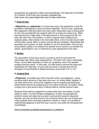 NYU Journalism Handbook for Students Ethics, Law and Good Practice | PDF