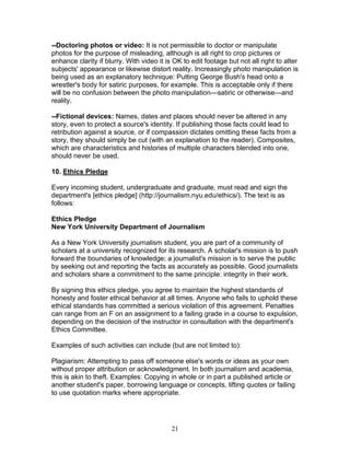 NYU Journalism Handbook for Students Ethics, Law and Good Practice | PDF