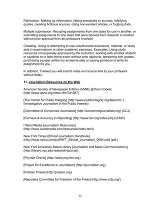 NYU Journalism Handbook for Students Ethics, Law and Good Practice | PDF