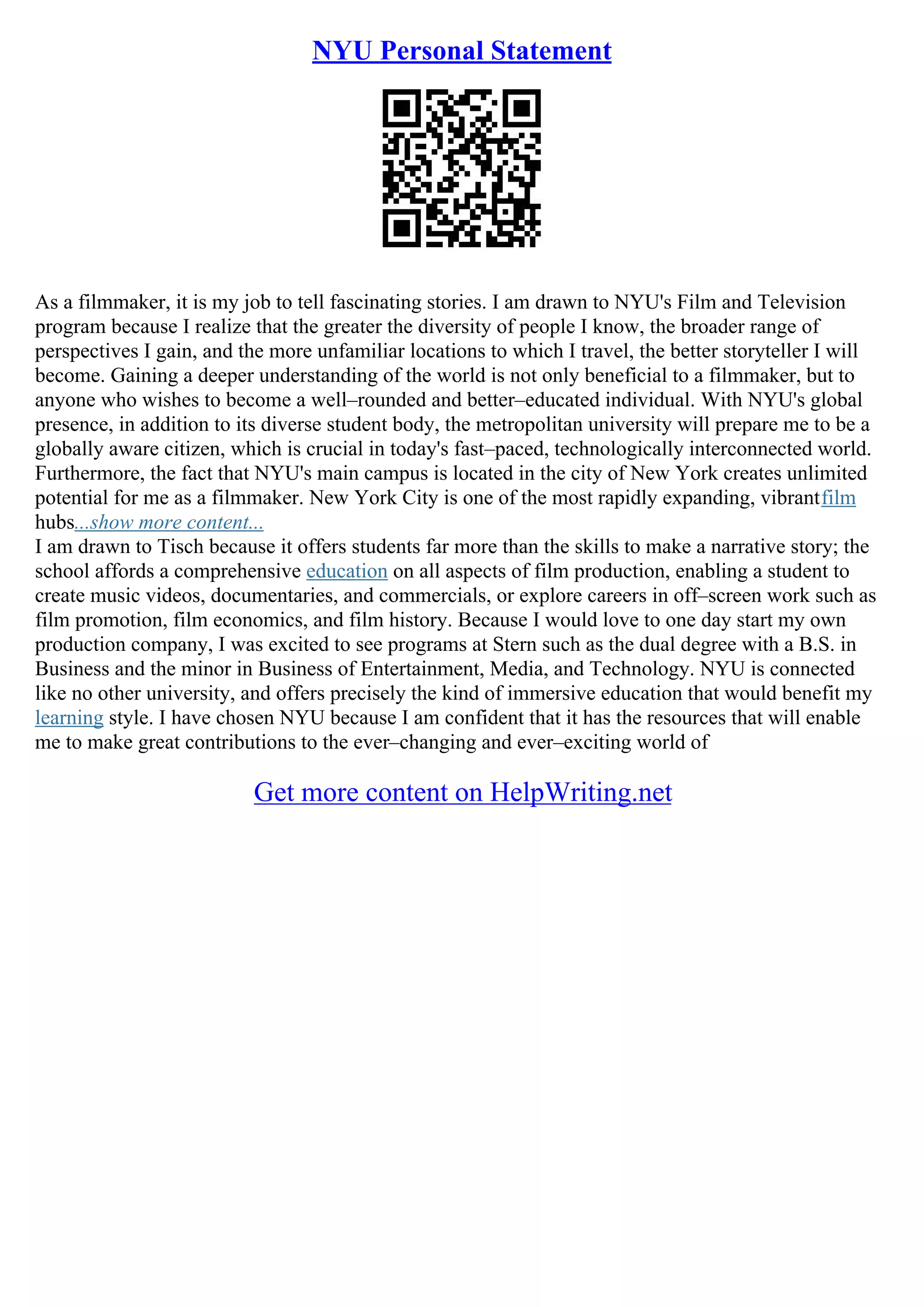 Nyu Supplement Essay | PDF