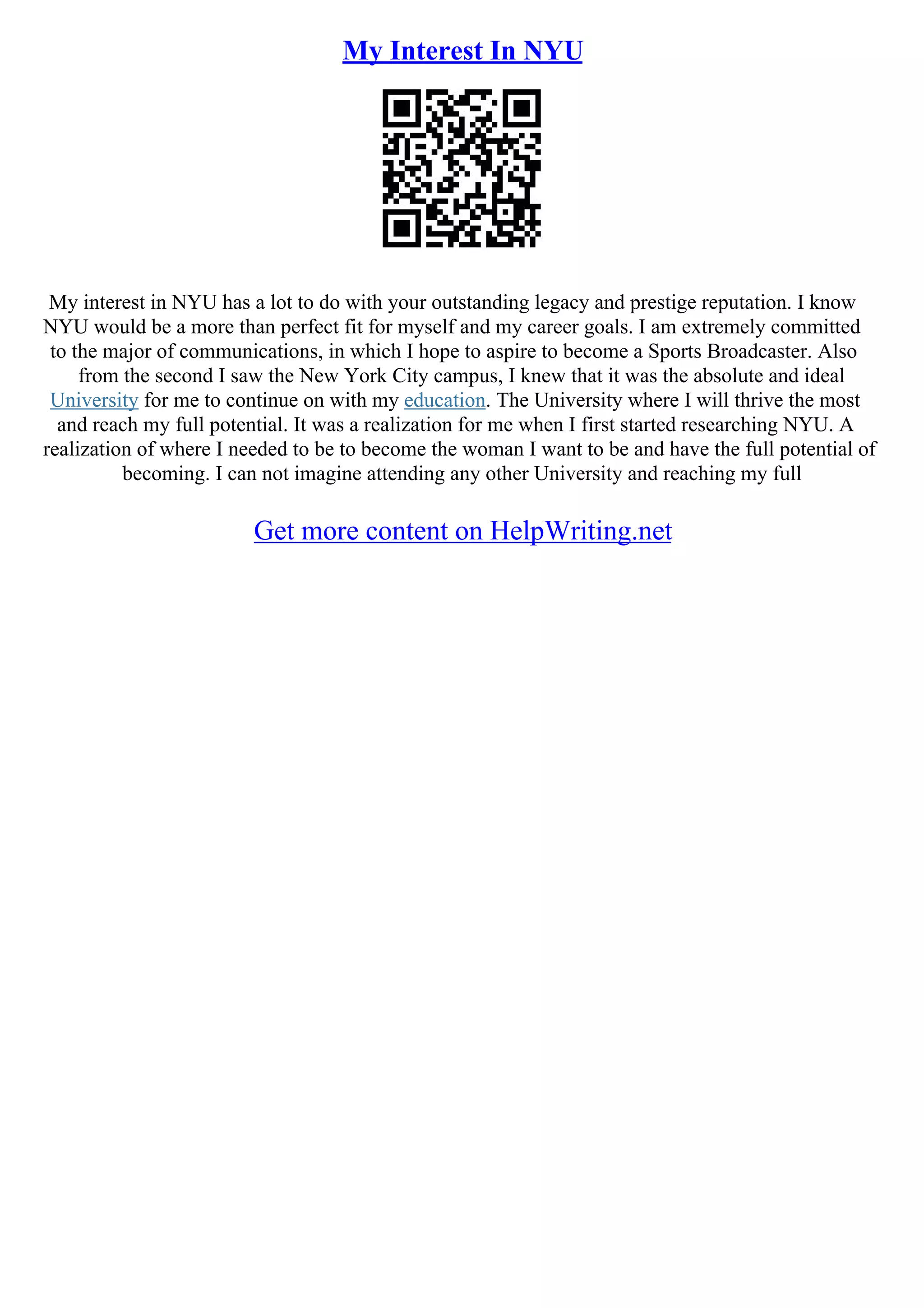 Nyu Supplement Essay | PDF | Free Download