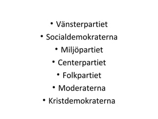 Sveriges politiska partier | PPT