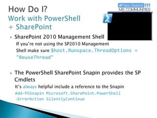 NZ Code Camp 2011 PowerShell + SharePoint | PPT