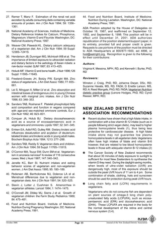 NZDA Position Paper on Vegetarian Diets | PDF