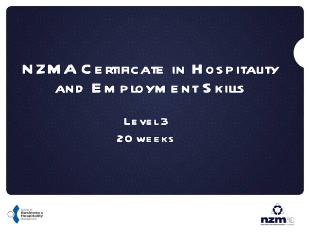 Nzma certificate in hospitality and employment skills level 3 2011 ...