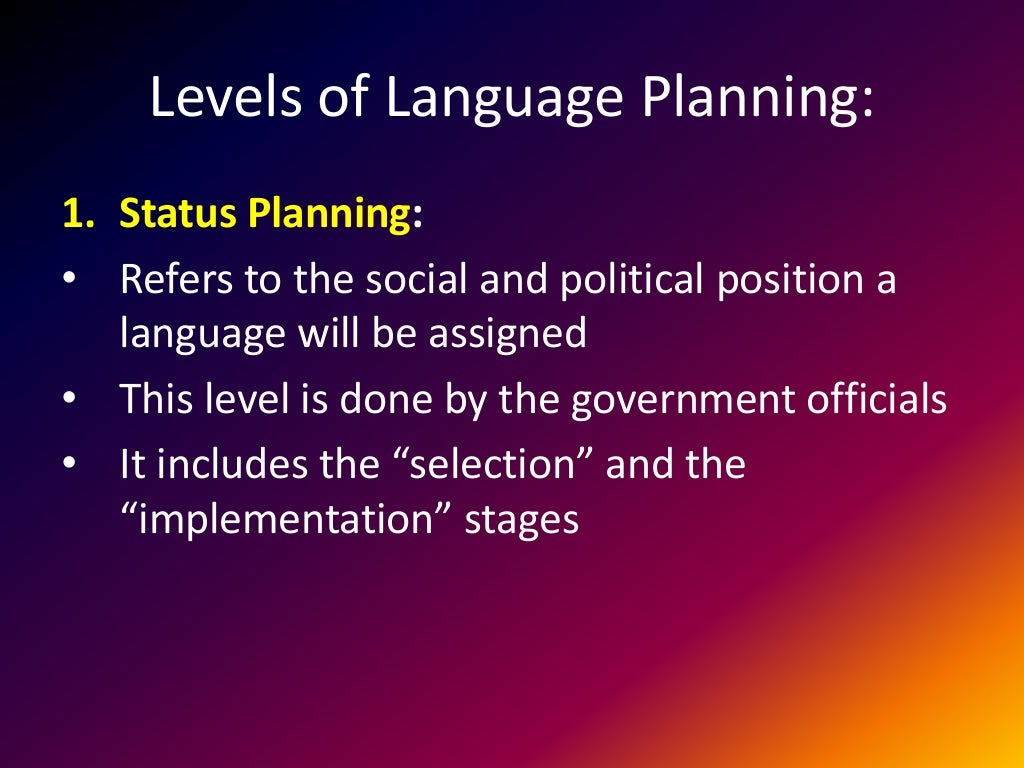 Language Planning And Policy Language Planning And Policy