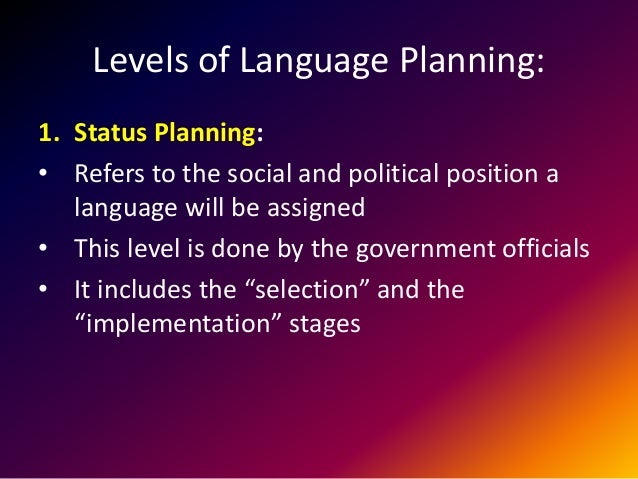 Language Planning And Policy Language Planning And Policy