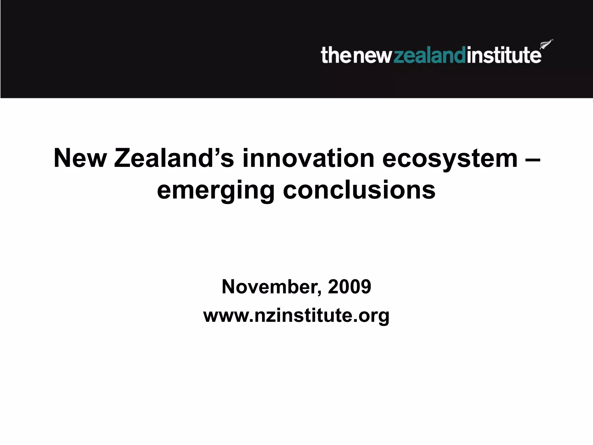 New Zealand's Innovation Ecosystem - Emerging Conclusions | PDF