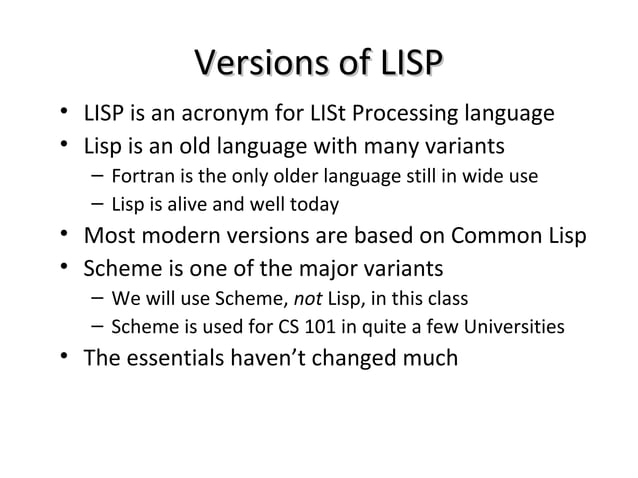 Lisp and scheme i | PPT
