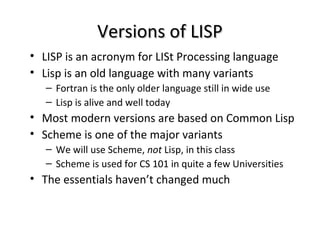 Lisp and scheme i | PPT