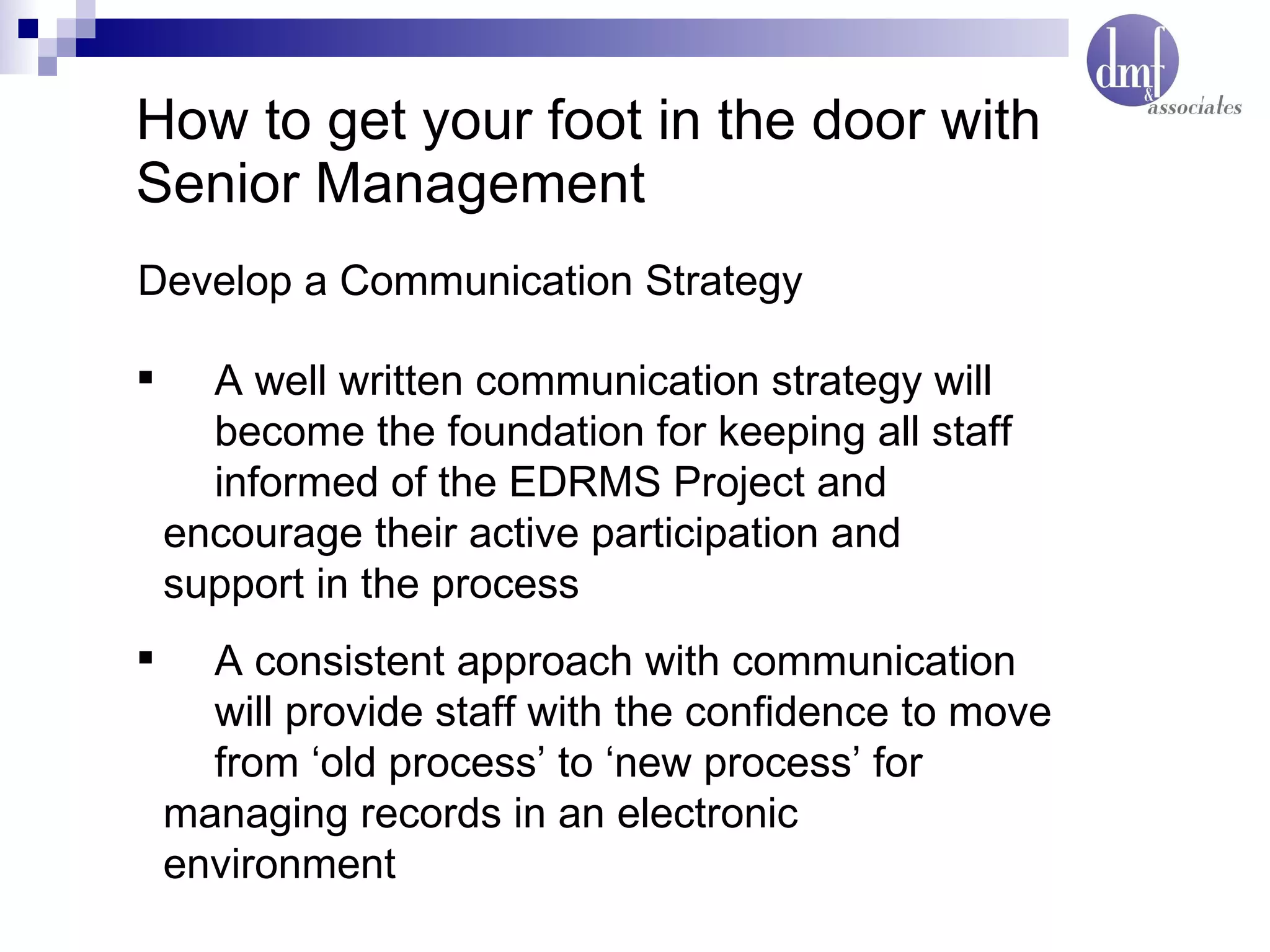 EDRMS Pre implementation project plan | PPT